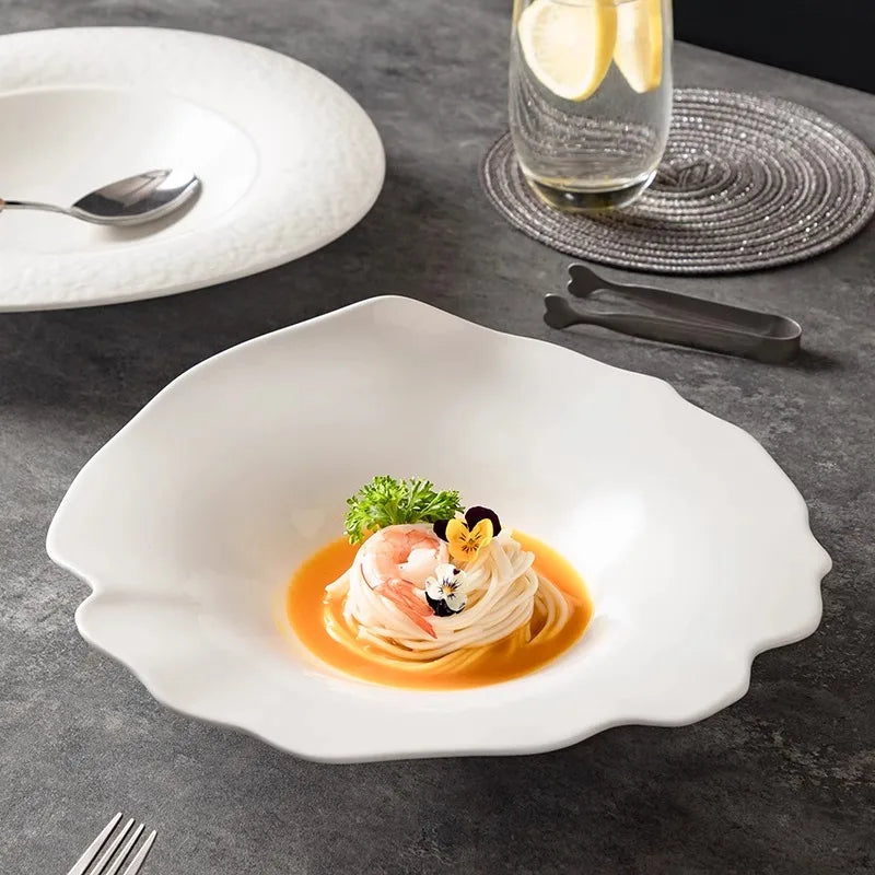 Unconventional Elegance: Curved Irregular Ceramic Plate