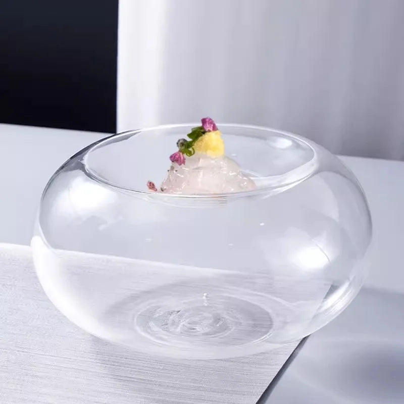 Clear Round Glass Bowl for Elegant Dining Presentation